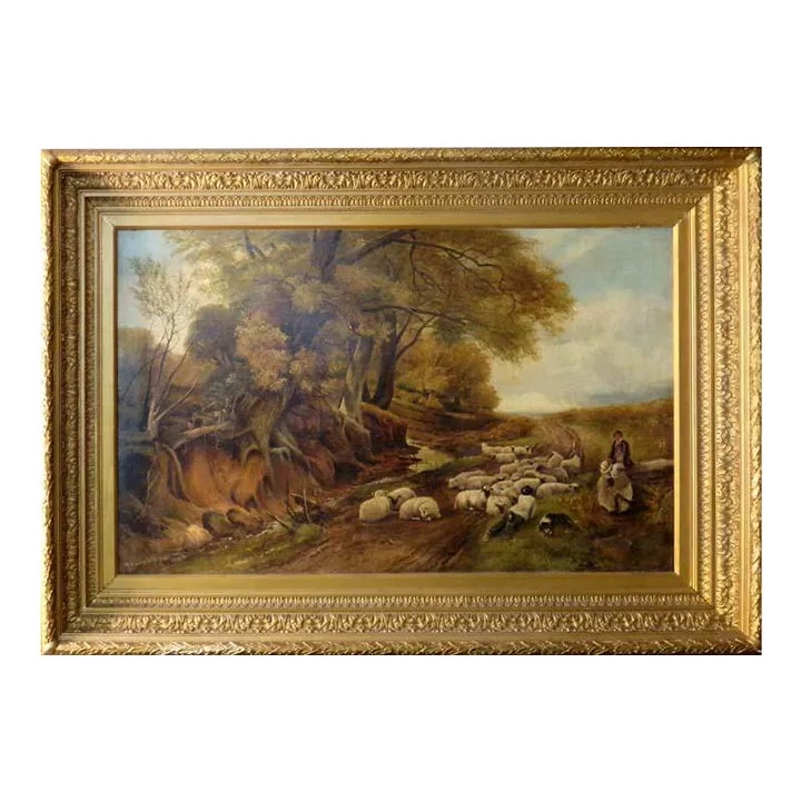 Rustic Landscape Oil Painting, Framed | Chairish