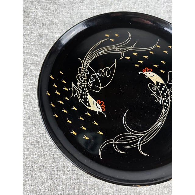 Mid Century Era Japanese Hand Painted Lacquer Serving Tray With Bird ...