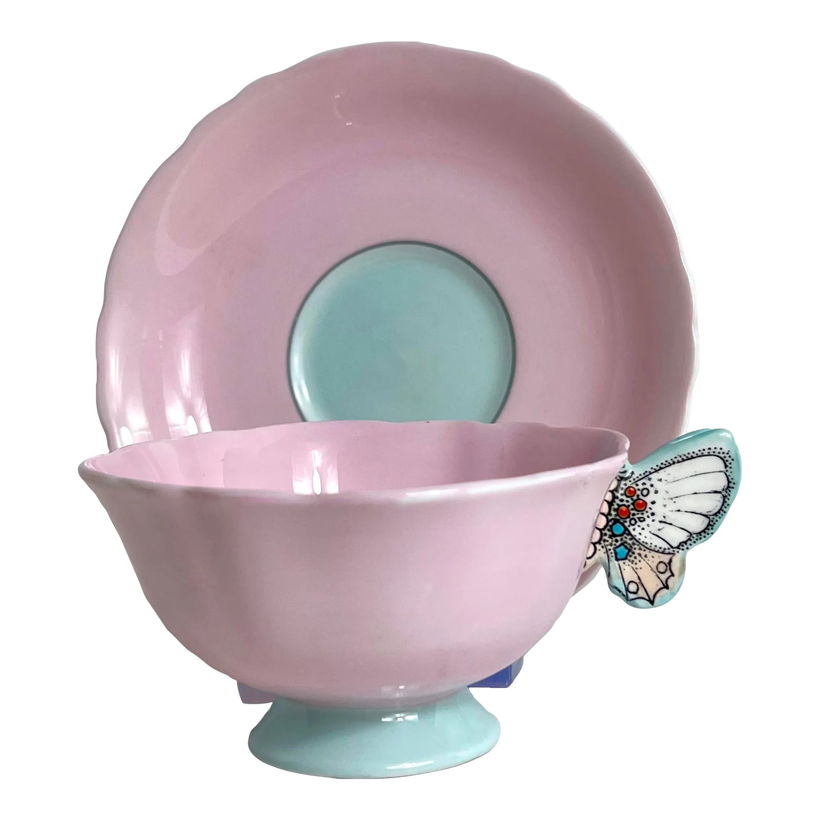 Vintage Butterfly Handle Tea Cup Paragon Double Warrant Pink Bone China ...