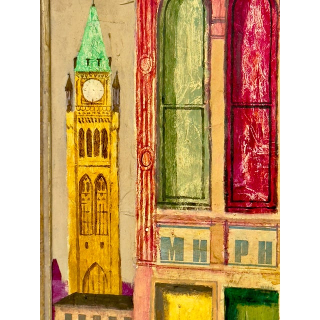 ate 20th Century Framed Collins Thomas Bright Modern Cityscape Painting ...