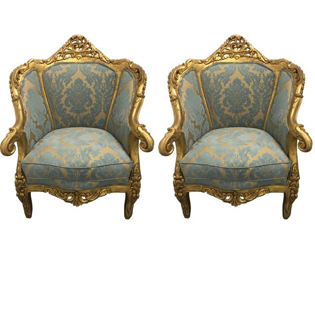 Antique French Louis XV Gilt Wood Chairs - Pair | Chairish