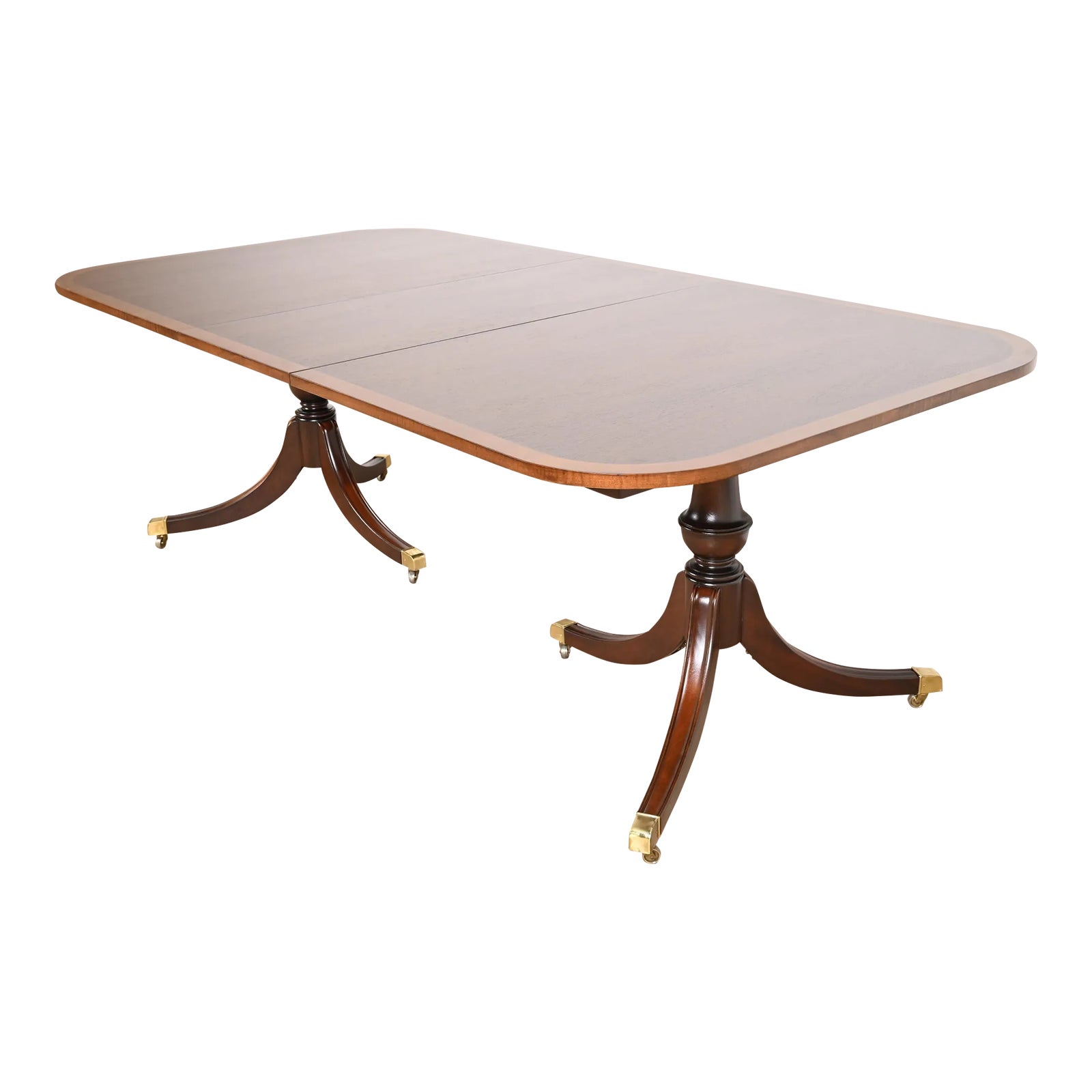 Baker Furniture Style Georgian Banded Mahogany Double Pedestal ...