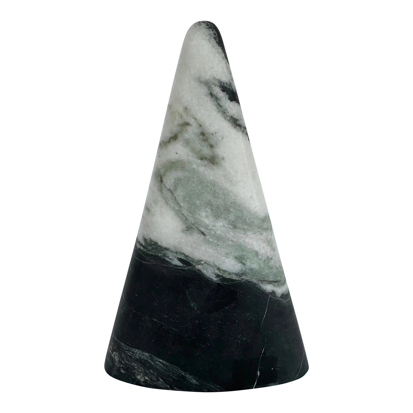 Revelation Modern Panda Marble Apex Pyramid Sculpture | Chairish