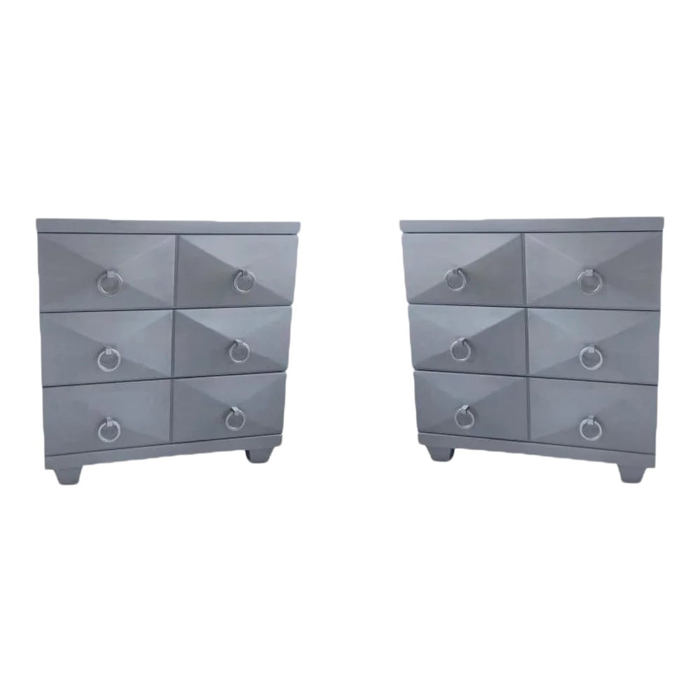 Mid Century Modern Blue Chests - a Pair | Chairish