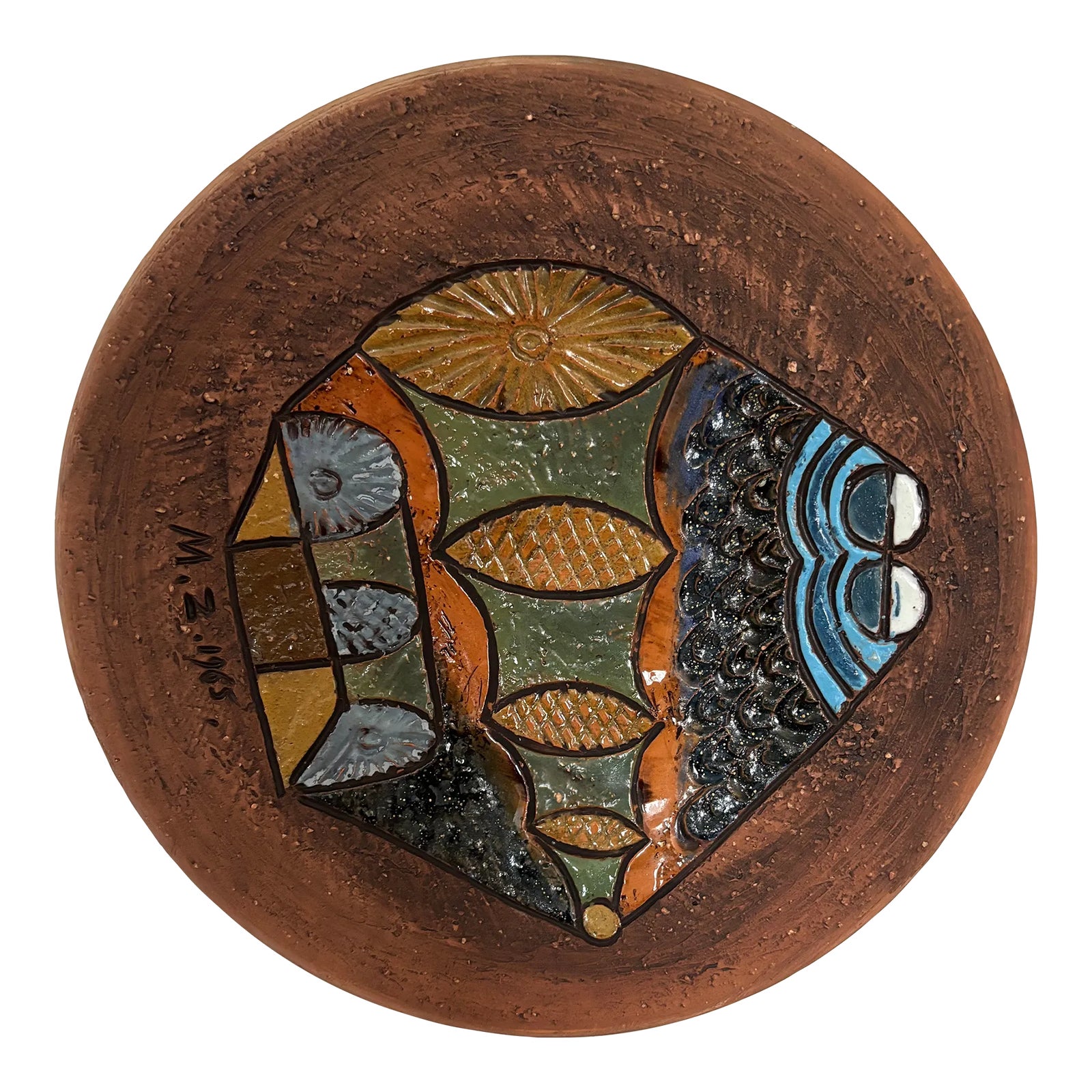 Mid Century Wall-Mounted Pottery Scraffito Platter by Modernist Marion ...