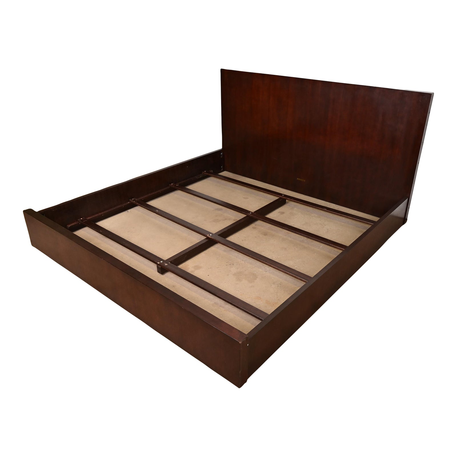 Ethan Allen Modern Art Deco Mahogany King Size Bed | Chairish
