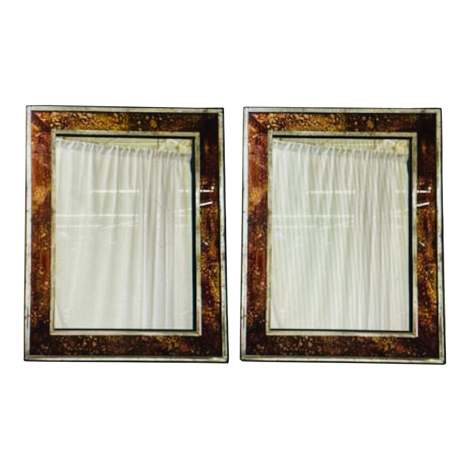 Pair of Hollywood Regency Tortoise Shell Mirrors, Wall, Console Over ...