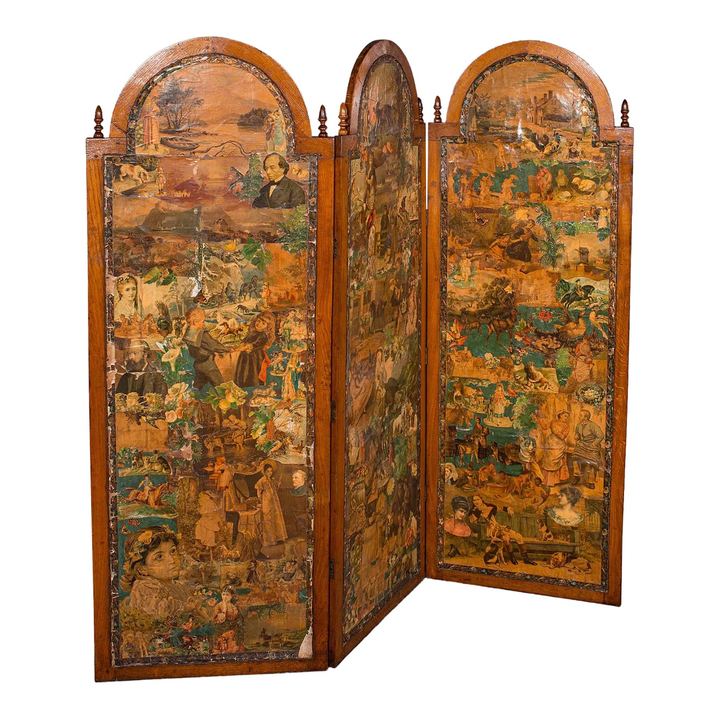 1850's Antique 3 Fold Scrap Screen | Chairish