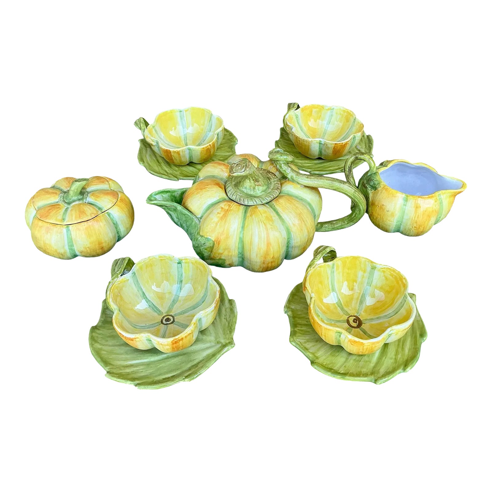 Hollywood Regency Italian Fall Pumpkin / Squash Ceramic Tea Set S / 11 ...