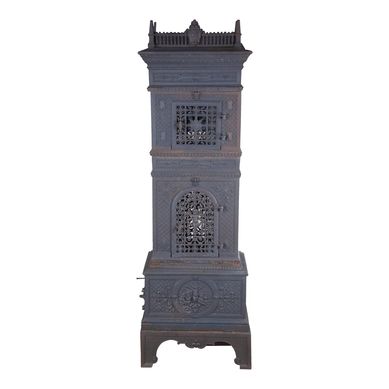 Antique Norwegian Kalani Vasgyar Cast Iron Stacking Castle Stove Heater ...