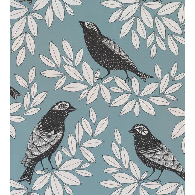 Songbird Wallpaper In Teal, Price Per 11 Yard Roll | Chairish