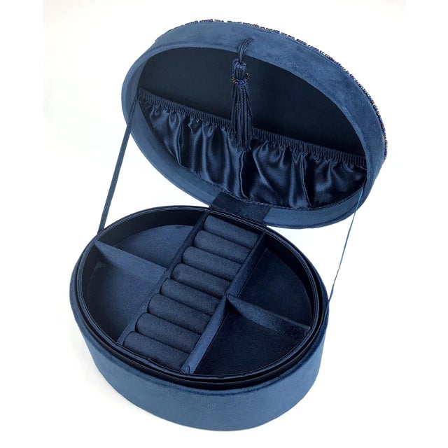 Vintage Velour & Satin Jewelry Box | Chairish