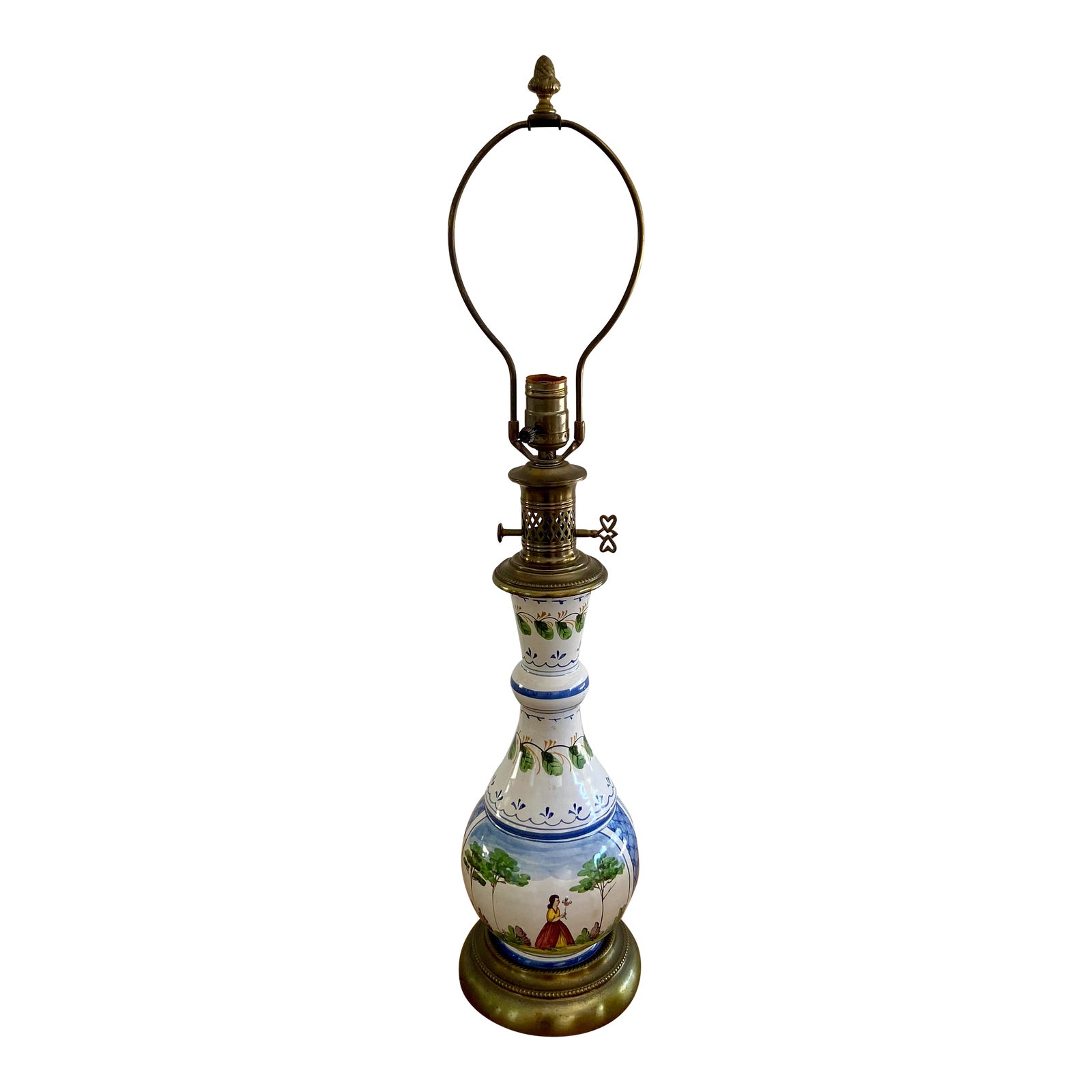 Vintage Quimper Faince Table Lamp | Chairish