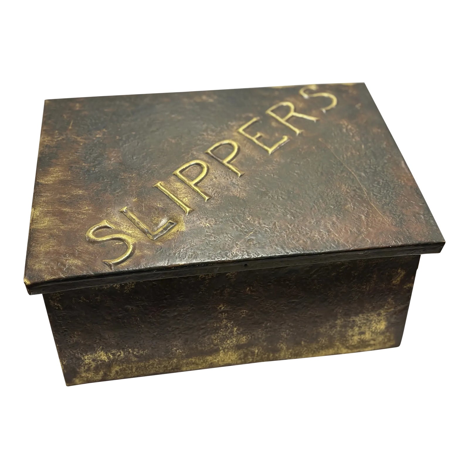Antique English Repousse Slipper Box | Chairish