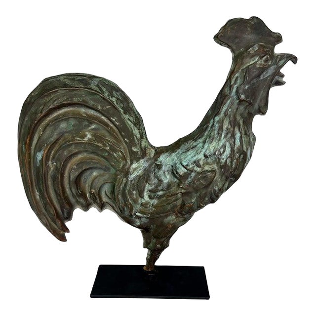 Early 20th C. Copper Rooster on Iron Base | Chairish