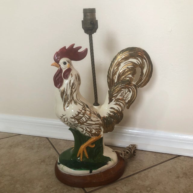 Mid-Century Modern Ceramic Rooster Table Lamp | Chairish