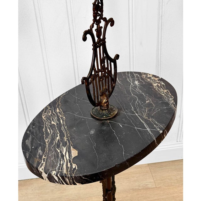 Antique Oscar Bach Iron & Marble Oval Side Table Occasional Stand ...