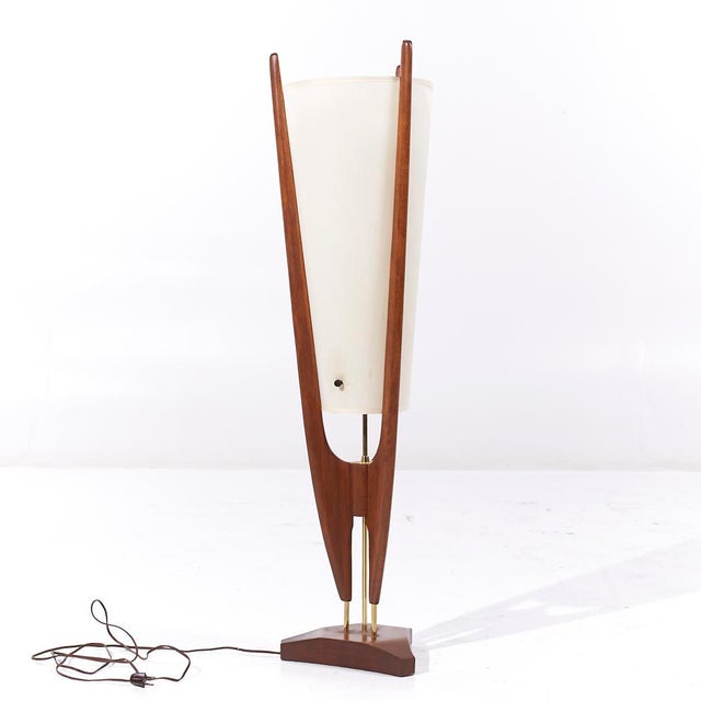 Modeline Mid Century Brass and Walnut Table Lamp | Chairish