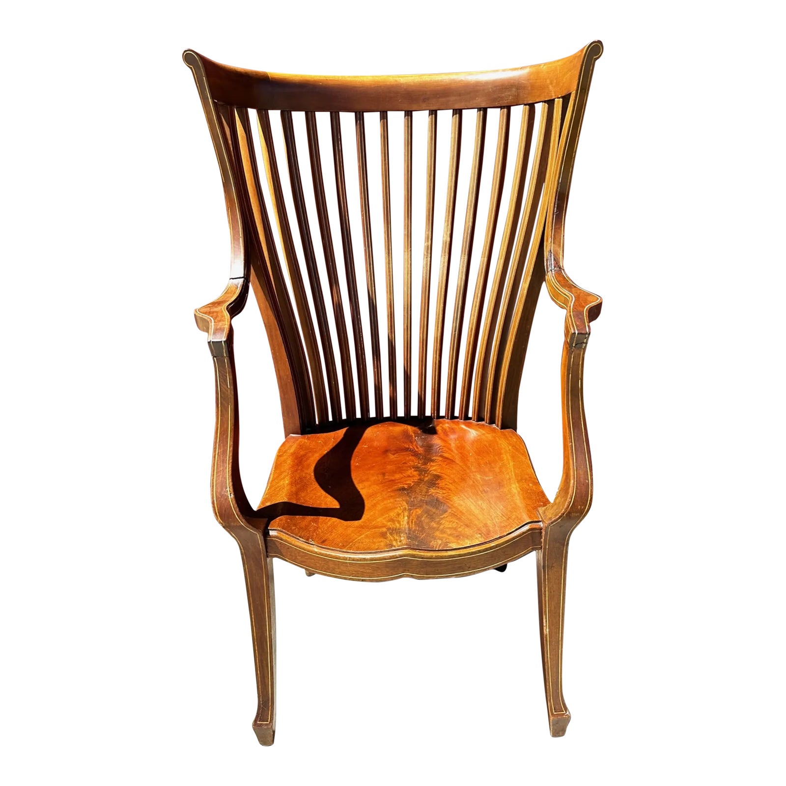 Antique Windsor Style Slat Back Arm Chair | Chairish