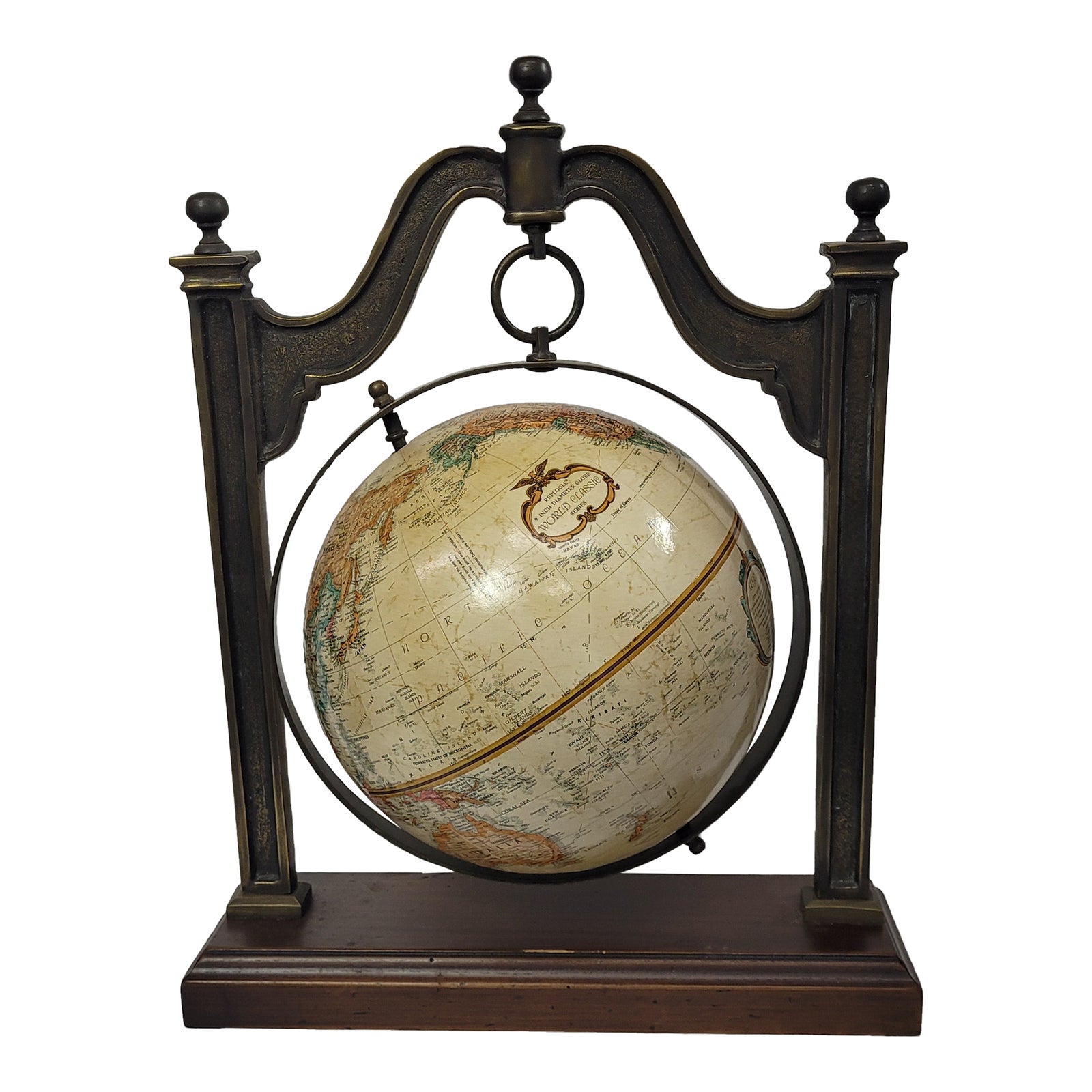 Vintage World Globe Office Desk Table Top Art Spain Replogle Spear ...