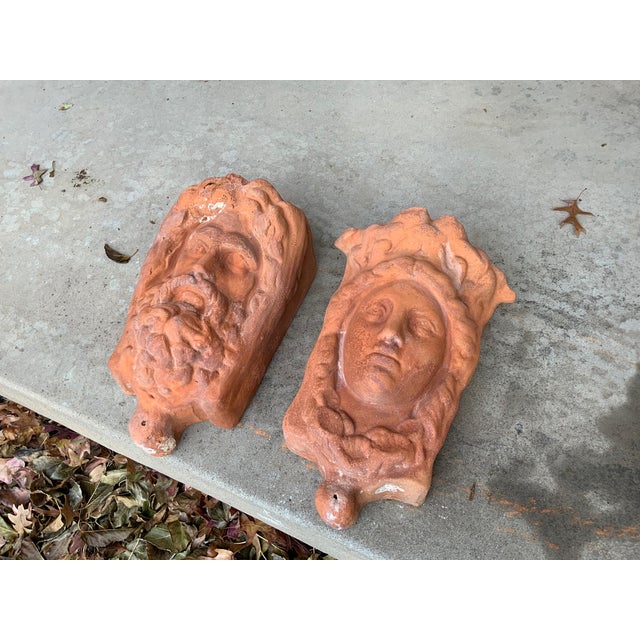 Vintage Italian Terra Cotta Wall Planters Plant Pots God And Goddess