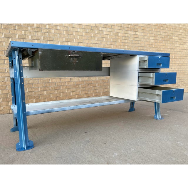 Industrial American Steel Work Table Desk From Lyon Metals Circa 1940s ...
