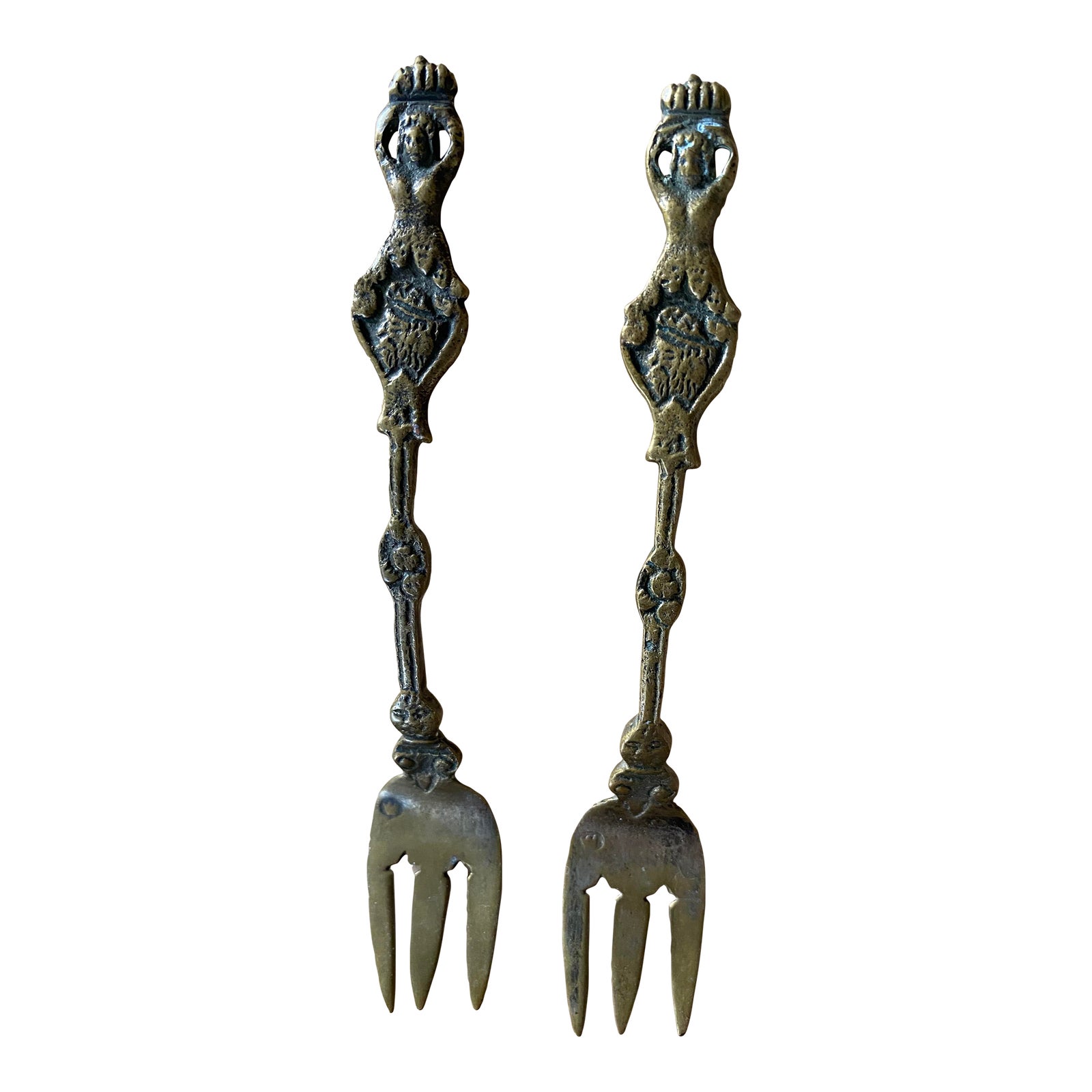 Cocktail Forks Art Nouveau Figural Mermaid Forks - Pair | Chairish
