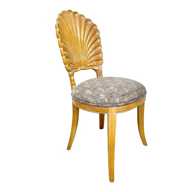 Vintage Carved Wood Grotto Shell Chair | Chairish