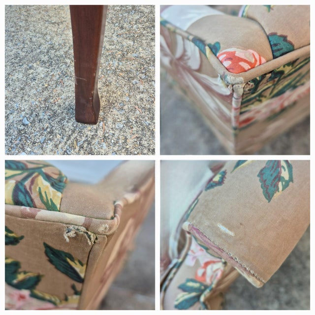 Late 20th Century Hickory Chair Cocoa Brown Rose and Ribbon Pattern ...