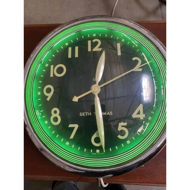 Chrome Art Deco "Chrono Lite-12" Commercial Neon Wall Clock by Seth ...