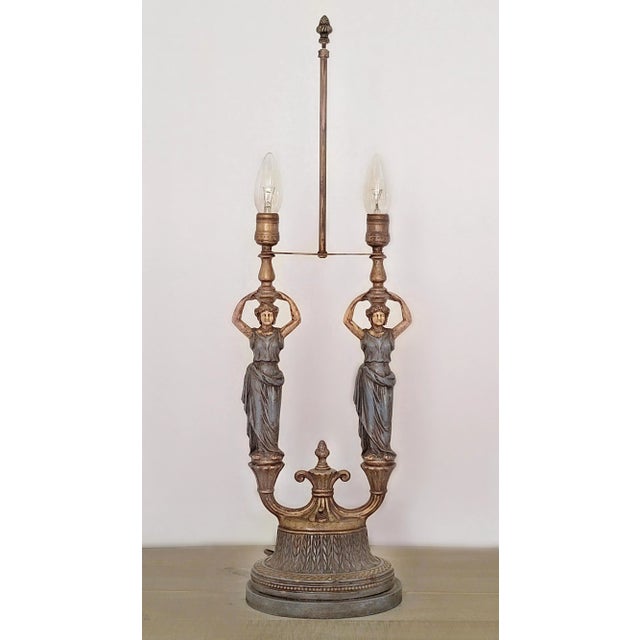 Mid-Century Regency Roman Goddess Candelabra Statue Table Lamp by ...