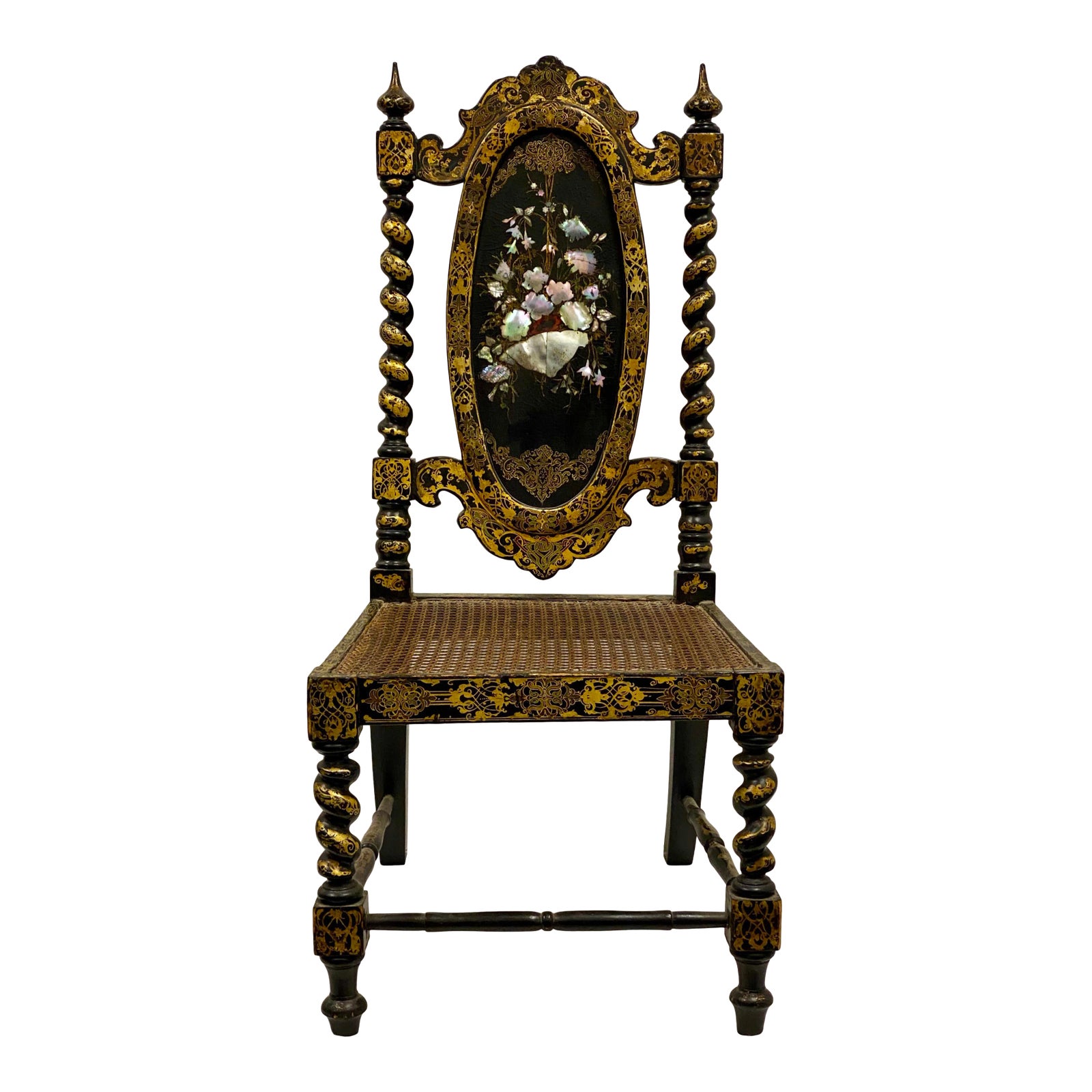 19th-C. English Regency Inlaid Accent Chair | Chairish