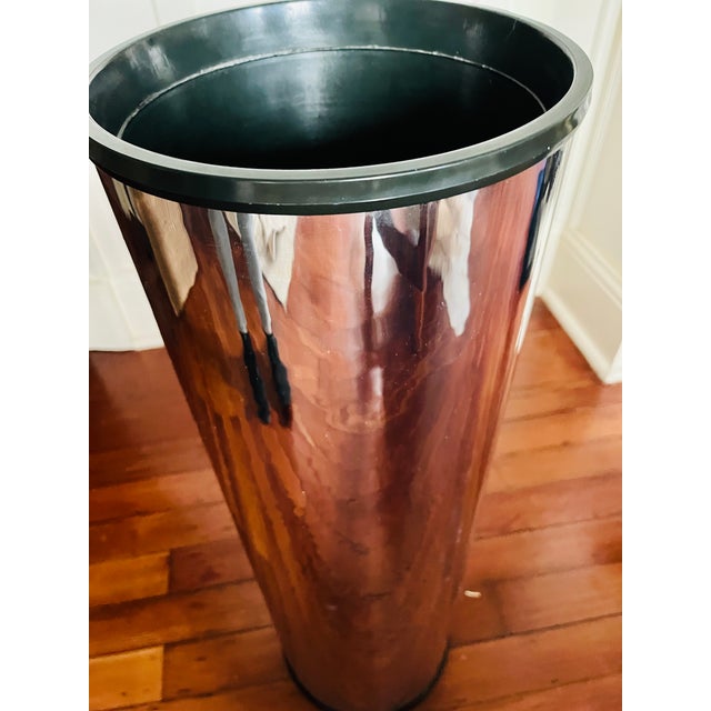 1980s Postmodern Cylindrical Chrome-Like Plant Stand | Chairish