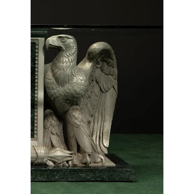 Late 19th Century English Metal and Marble Double-Eagle Table | Chairish
