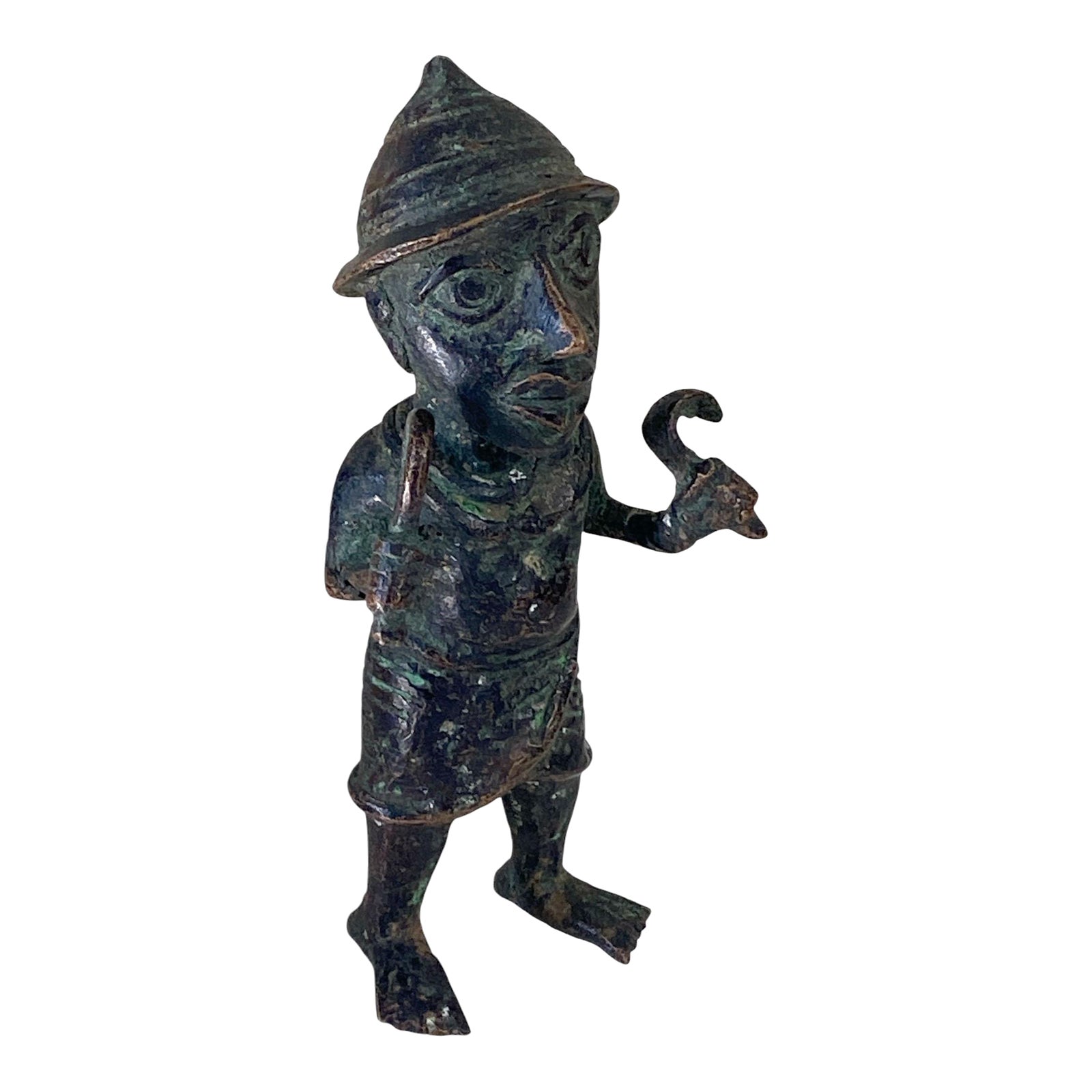 Vintage Benin Bronze Oba King Soldier Nigeria African 6.25 " H | Chairish
