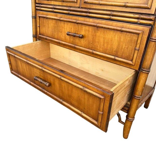 1970s Vintage Dixie Aloha Faux Bamboo Wood Armoire Dresser | Chairish