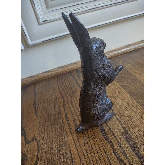 1980s Vintage Bronze Bunny Rabbit Sculpture | Chairish