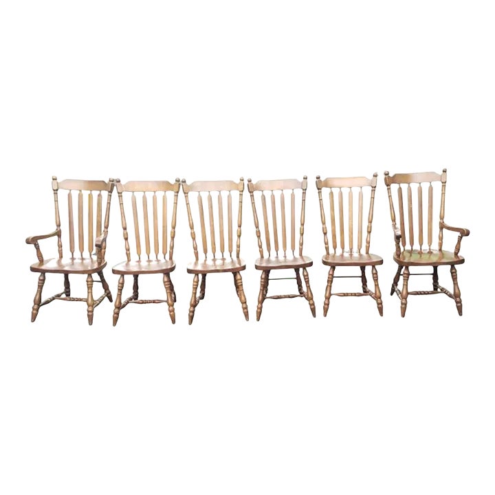 j.d.v. High Back Heavy Duty Solid Maple Country Dining Chairs, C 1970s ...