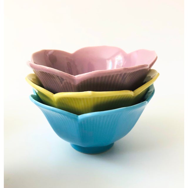 Colorful Lotus Bowls - Set of 6 | Chairish