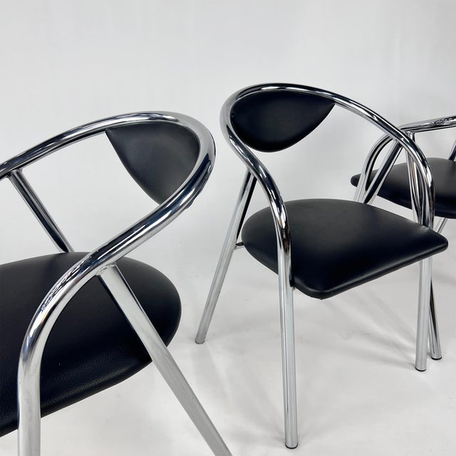 Postmodern Tubular Frame and Leather Dining Chairs, 1980s, Set of 4 ...