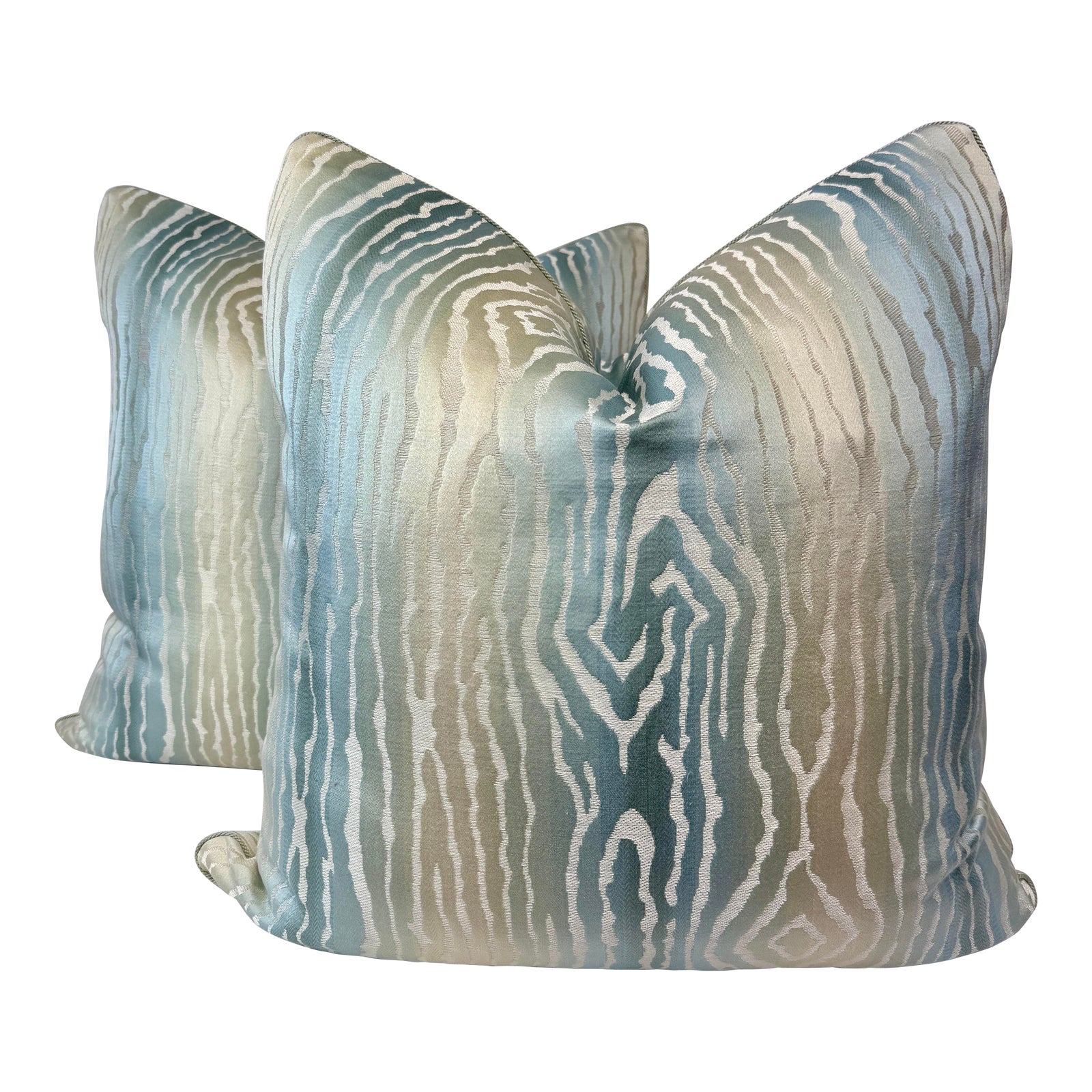 Thibaut "Traduzione" in Robin's Egg 22" Pillows-a Pair | Chairish