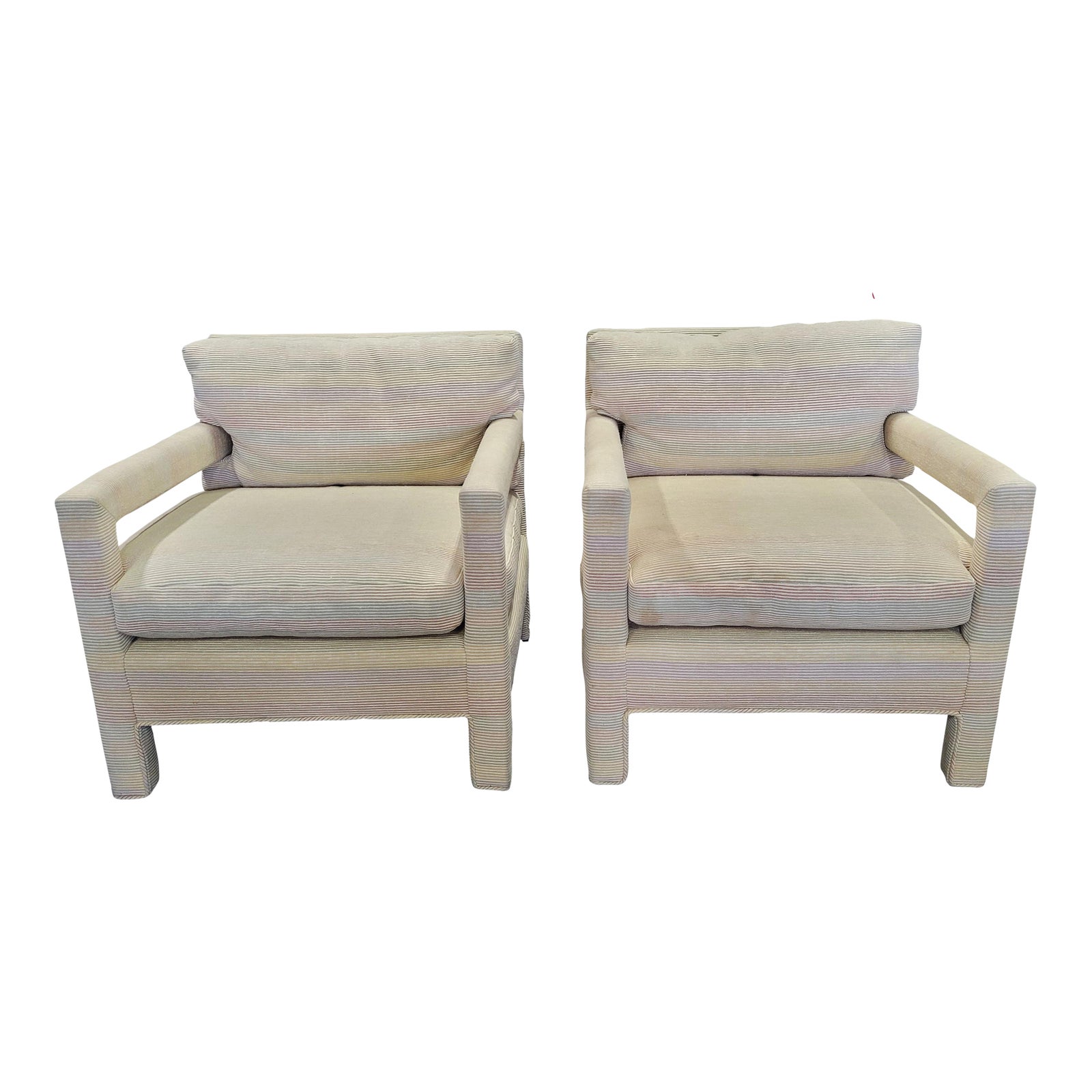 Vintage Striped Lounge Chairs | Chairish