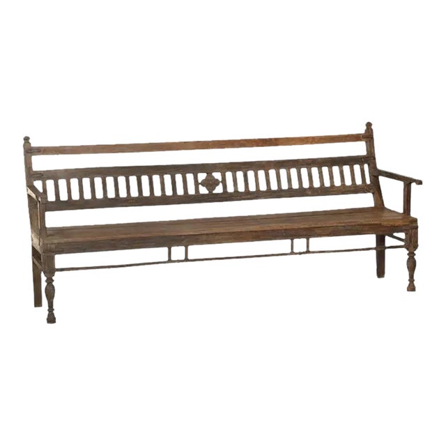 Antique Indian Spanish Colonial Style Teakwood Bench | Chairish