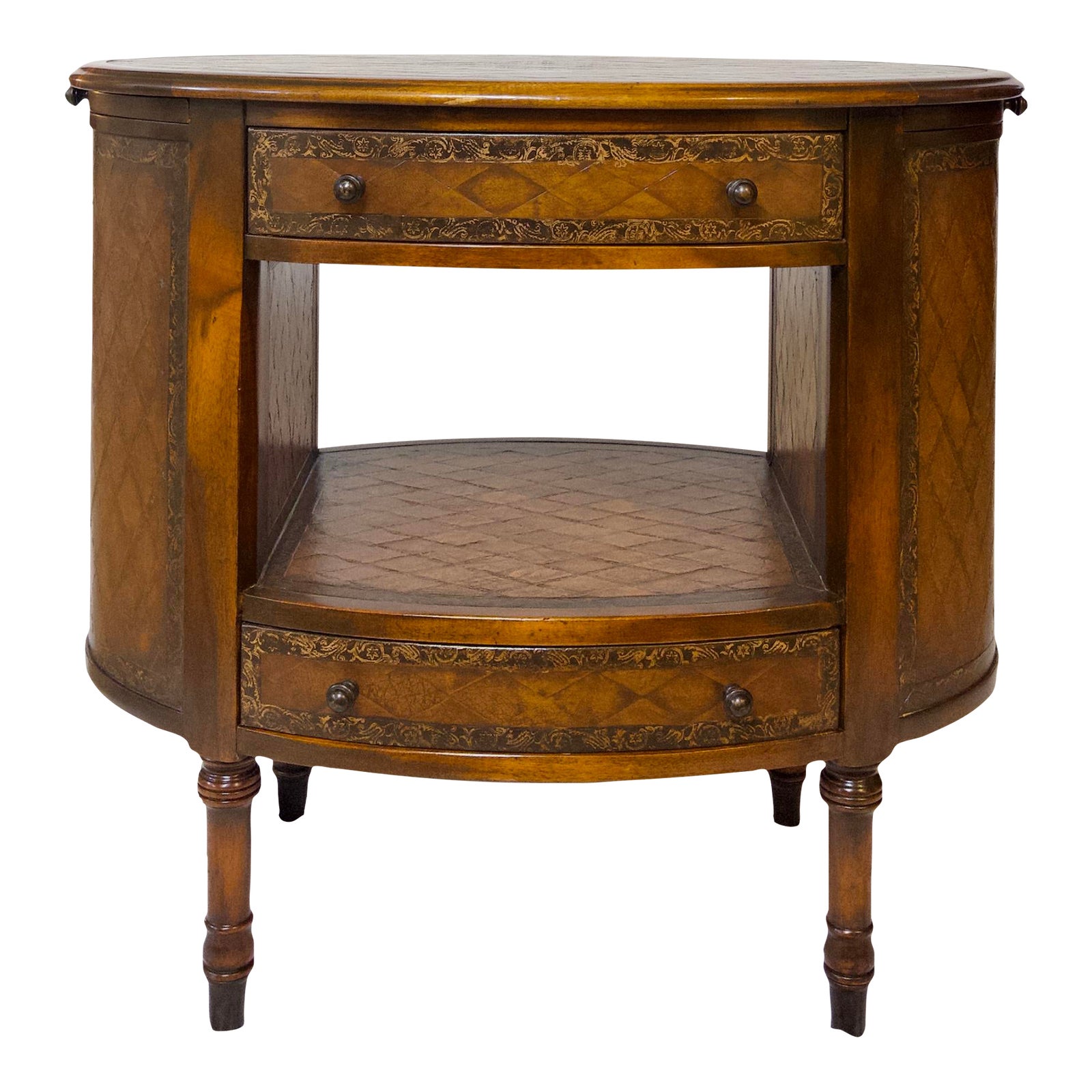 Gilt Leather Inlaid Occasional Table | Chairish