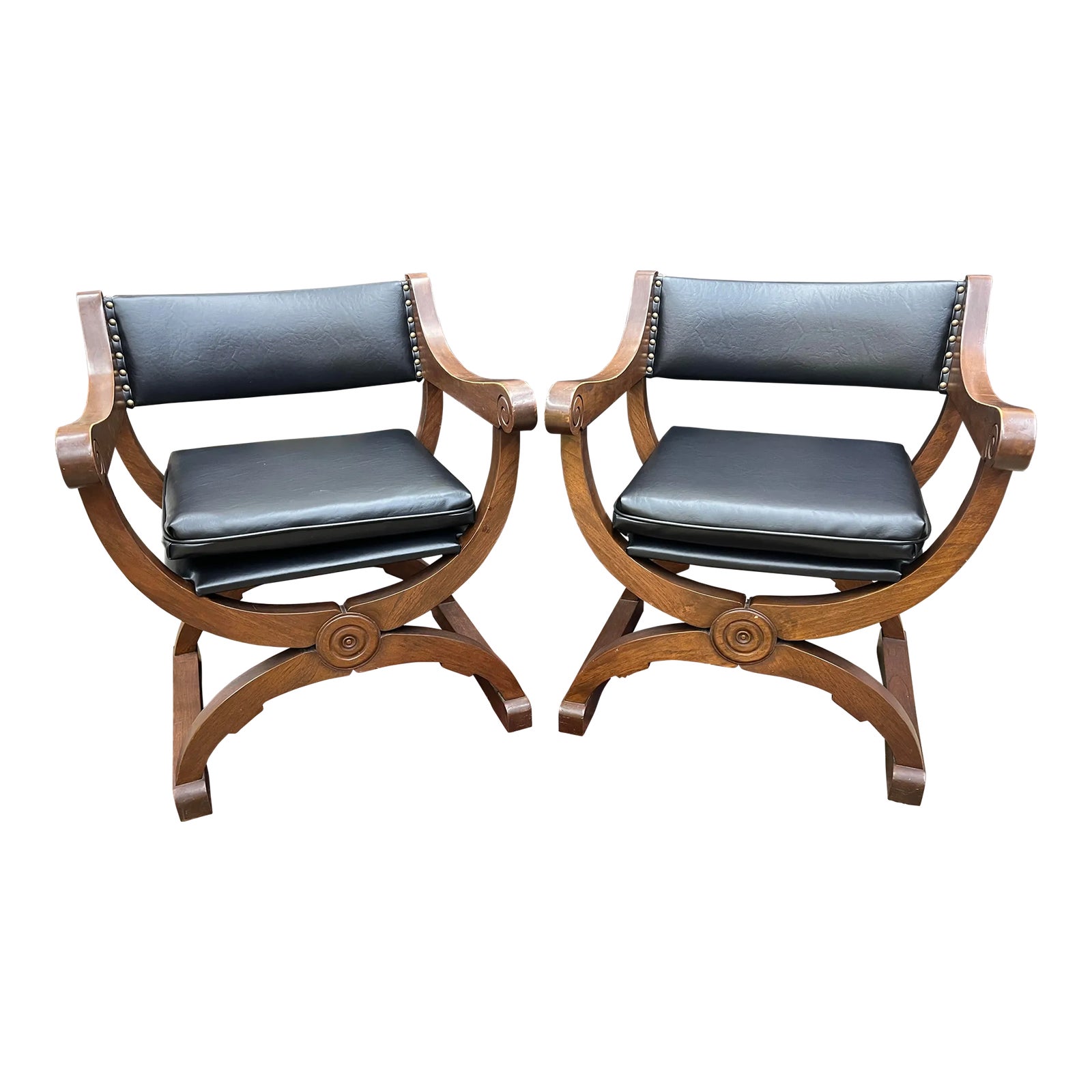 Mid Century Asian Chairs Newly Upholstered in Marine Grade Naugahyde- a ...