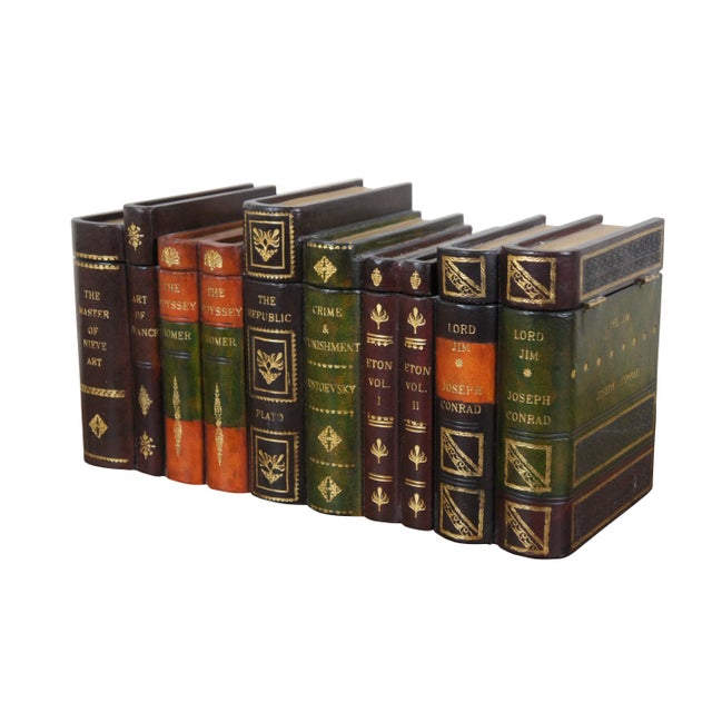 Late 20th Century Maitland - Smith Tooled Leather Faux False Library ...