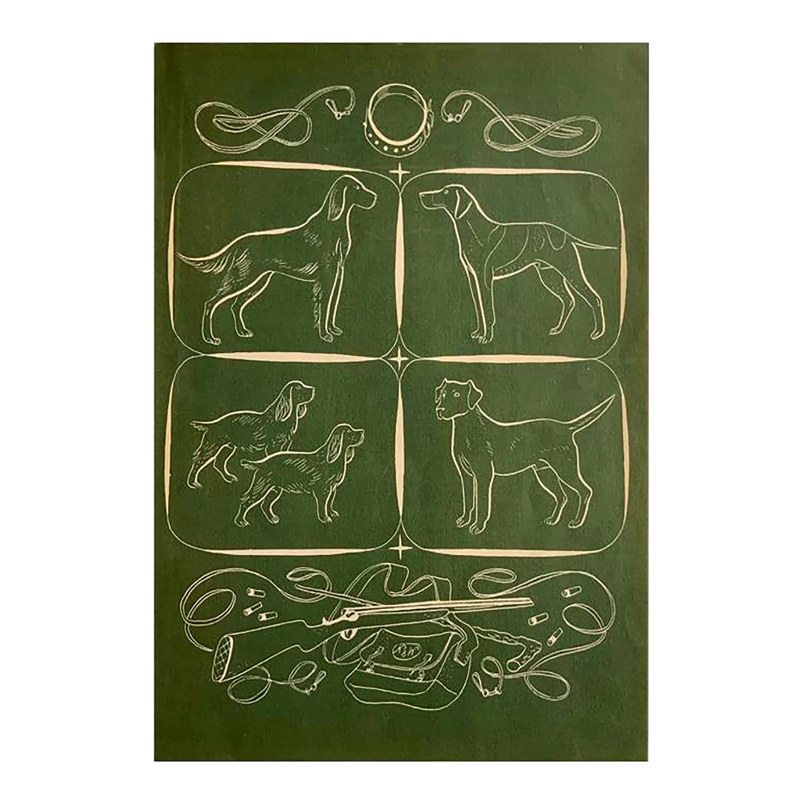 Contemporary Reproduction Print of Vintage Green Dogs | Chairish