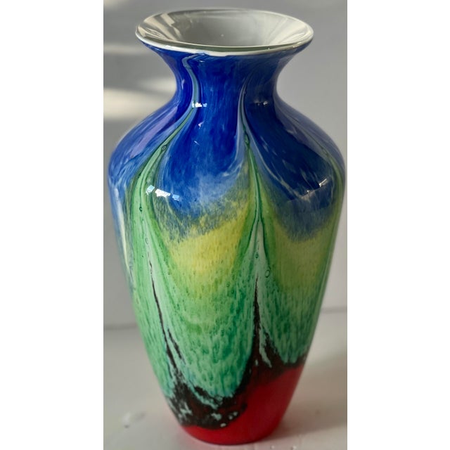 Vintage Cased Art Glass Polychrome Vase | Chairish