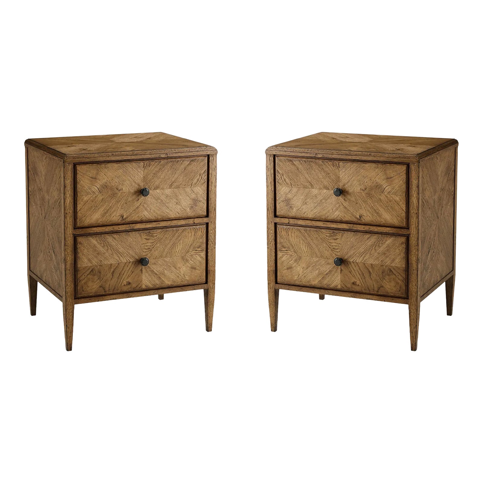 Pair of Rustic Light Oak Nightstands | Chairish