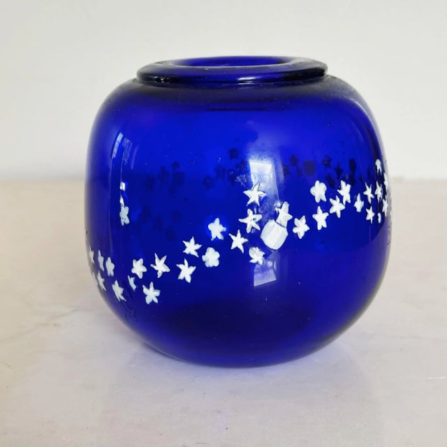 Vintage Mouth Blown Cobalt Glass Vase With Infused Stars by Hank at Hot ...